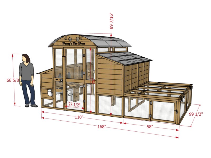 XL Chicken Coop - Round-Top Walk-In XL Coop Up to 25 Chickens